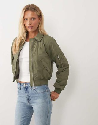 Calvin Klein Jeans Bomber en nylon avec poches - Kaki-Vert