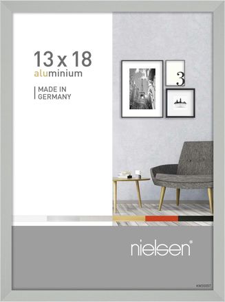 Nielsen Design Bilderrahmen, 13 x 18 cm, Aluminium, Silber matt, Fotorahmen zum Auftstellen und Aufh&auml;ngen im Hoch- & Querformat, Echtglas, Pixel