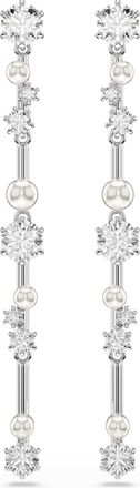 Swarovski Constella Drop-Ohrhänger, Kristallperle, Rundschliffe, Weiß, Rhodiniert