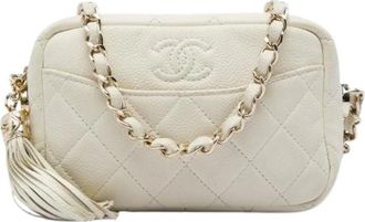 Chanel Sac bandouli&egrave;re matelass&eacute; en caviar pr&eacute;-poss&eacute;d&eacute; - Femme - Pre-owned - Blanc - Taille: ONE Size