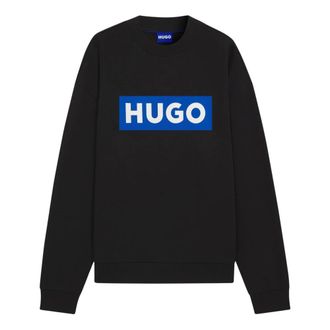 HUGO BOSS Homme, Sweatshirts et sweats &agrave; capuche, Noir, Taille: L SweaT-shirt Noir Col Rond French Terry Logo