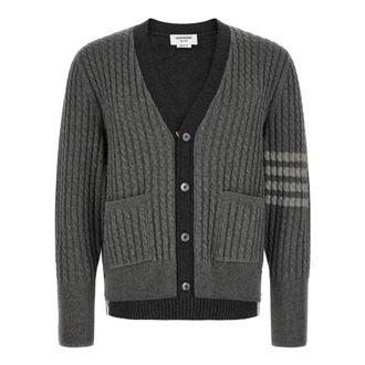 Thom Browne 2-in-1 V-Ausschnitt Cardigan - - Knitwear - Herren - Grau - M