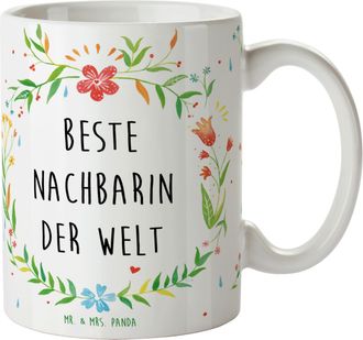 Mr. & Mrs. Panda Tasse Nachbarin - Geschenk, Angrenzer, Designer Tasse, Teebecher, Dankesch&ouml;n, Geschenk Tasse, Kaffeetassen, Anwohnerin, B&uuml;ro Tasse