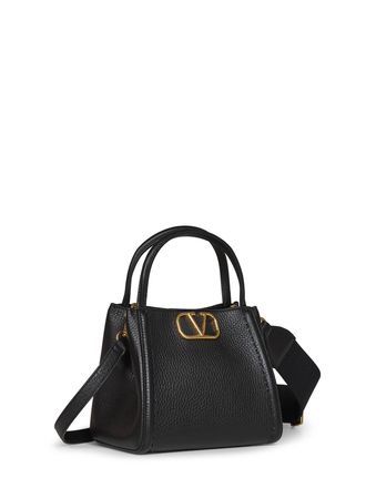 Valentino Garavani Womens Handbag Alltime Black Calf Leather Handbags Hand Bags