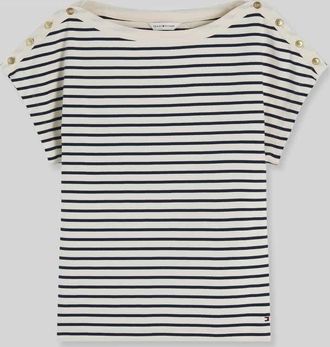Tommy Hilfiger Regular Fit T-Shirt aus reiner Baumwolle mit Knopf-Details