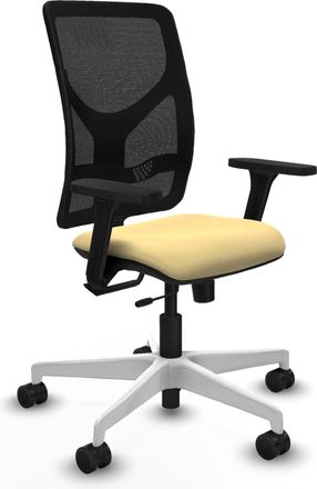 Piqueras y Crespo B&uuml;ro-Rollstuhl mit 3D-Armen, h&ouml;henverstellbare Lendenwirbelst&uuml;tze, ausgestattet mit Syncro/Translack und Schneideschaum, Schwarz/Cremefarben