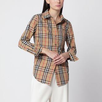 Burberry Beige check stretch cotton shirt