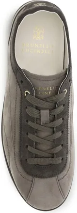 Brunello Cucinelli Nubuck and Suede Low-Profile Sneakers - Gray