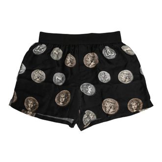 Dolce & Gabbana Badeshorts mit Antikm&uuml;nzen-Print - - Swimwear - Herren - Schwarzk - XS