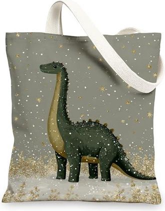 Generic Sacs fourre-tout en toile avec motif dinosaure mignon, sacs dépicerie réutilisables, sacs dépicerie légers en toile pour salle de sport, extérieur, vo