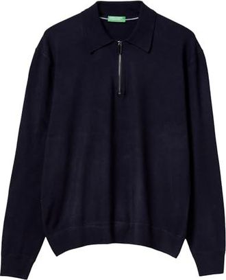 Benetton Maglia Polo M/L 110xu301l Sweater, Bleu, XL Homme