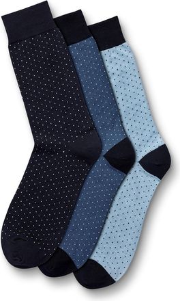 CHARLES TYRWHITT 3er-Pack Socken mit bunten Mikro-Streifen und hohem Baumwollanteil - Marineblau