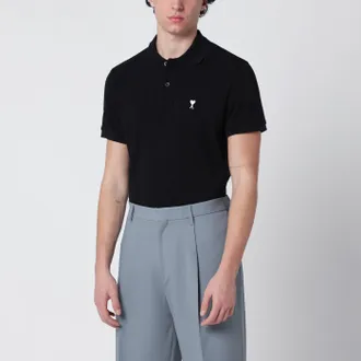 Ami Schwarzes Ami De Coeur Poloshirt