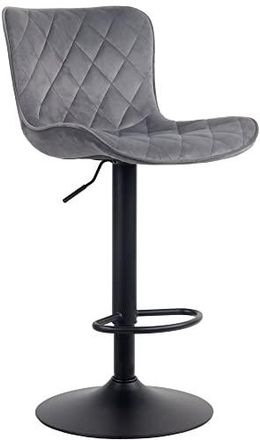 Clp Tabouret De Bar Emma en Similicuir Tissu Velours I Chaise Haute De Bistrot Réglable Pivotant I avec Pied en Métal Repose-Pieds, Couleur:Gris foncé, Ma
