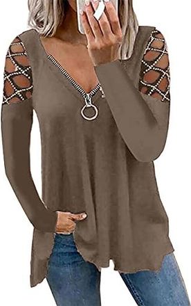 Onsoyours Femme Casual Lâche Automne Jumper Irrégulier Manches Chauve-Souris Longues Pull-Over Shirt 1 Kaki M