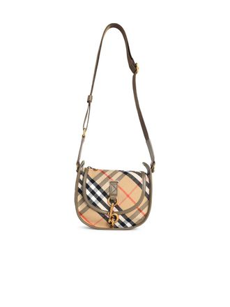 Burberry Mini Sac Besace B Clip En Coton M&eacute;lang&eacute; Beige Sable