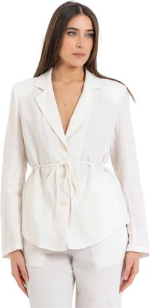Kocca Femme, Vestes, Blanc, Taille: 44 FR Blazer ajust&eacute; avec ceinture
