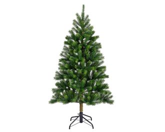 Lumineo Everlands K&uuml;nstlicher Weihnachtsbaum Kenmore Tanne 150 cm - realistisch, pflegeleicht, inkl. Metallst&auml;nder & Bodenschutz, 81 cm Durchmesser
