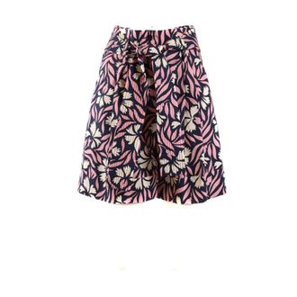 P.A.R.O.S.H. Blumige Damen Blaue Baumwollshorts - - Shorts - Damen - Mehrfarbig - M