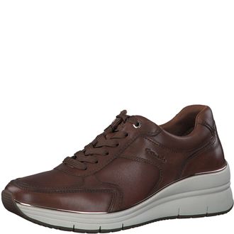 Tamaris Damen Sneaker Leder Schn&uuml;rung Halbschuh 1-23764-43, Gr&ouml;&szlig;e:38 EU, Farbe:Braun