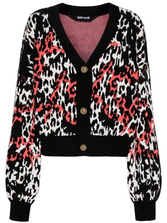 Just Cavalli cardigan crop &agrave; imprim&eacute; l&eacute;opard - Noir