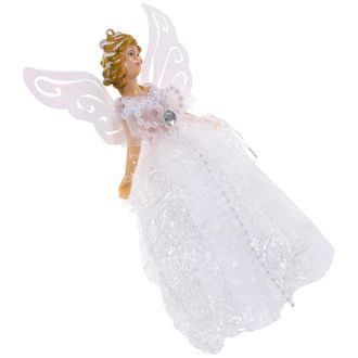 DOITOOL Engelsfigur Weihnachtsdekoration Kleine Engel Tischdeko aus Robustem Kunststoff und Stoff Weiße Engel Figur für Weihnachten und Hochzeit Stabile Festl