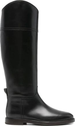 Brunello Cucinelli Femme, Chaussures, Noir, Taille: 36 EU Bottes hautes d&eacute;quitation classiques en cuir