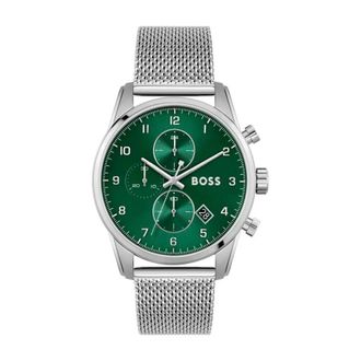 HUGO BOSS Homme, Accessoires, Gris, Taille: ONE Size Montre Analogique en Acier Inoxydable Argent Quartz