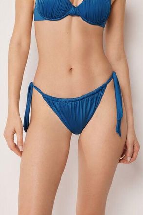 Calzedonia Bikini-slip Mit Seitlichen B&auml;ndern Shiny Satin Blau