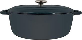 Cosy & Trendy Fontestic Kochtopf oval Gusseisen 6,3 L | Schmortopf 24 x 31 cm, H: 12 cm | Green Heron | Wei&szlig; emaillierter Gusseisen Topf | Gusseiserner Topf alle He