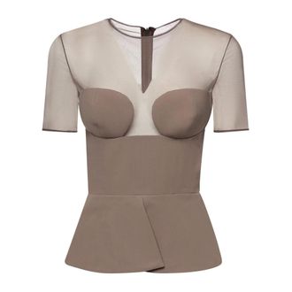 Nensi Dojaka Nensi Dojaka - Haut en tulle semi-transparent - Femme - Tops - Gris - Taille: 42 FR