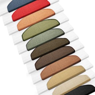 Casa Pura Sisal Stufenmatten im 15er Set | 100% Naturfaser in 2 Größen | sicherer Halt auf Ihrer Treppe | halbrund 65x24 cm mit Lippe - Natur