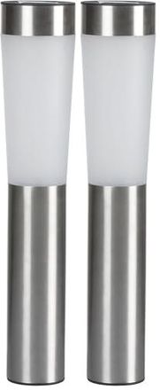 Grundig LED Solar Lampe, Stahl, silber, 7.5 x 7.5 x 56 cm, 89643 (Packung mit 2)