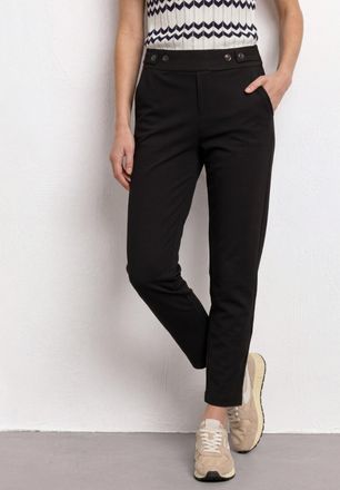 Street One Stoffhose STREET ONE, Damen, Gr. 36, L&auml;nge 28, schwarz, Web, 52% Baumwolle, 41% Polyester, 7% Elasthan, unifarben, slim fit kn&ouml;chelfrei, Hosen Stoffho