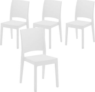 Gardenia Flora St&uuml;hle, Polypropylen, Wei&szlig;, 4 Einheiten