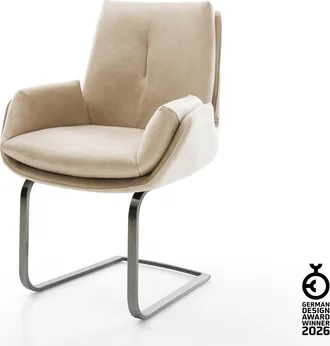 DELIFE Freischwinger Clea-Flex Mikrofaser Beige Vintage Freischwinger flach Graphit, Esszimmerst&uuml;hle