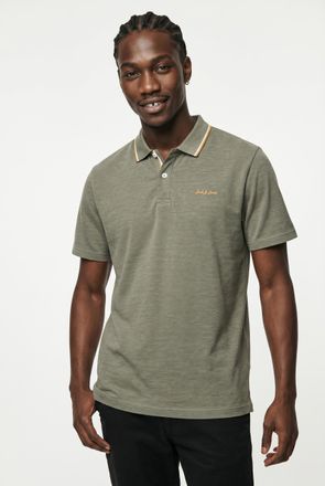 Jack & Jones Poloshirt JACK & JONES JJBLAZE POLO SS, Herren, Gr. XS, vetiver detail:melange, Jersey, Obermaterial: 60% Baumwolle, 40% Polyester, meliert, regular f