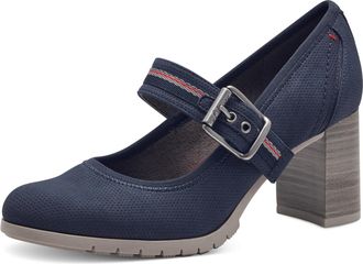 s.Oliver Damen Pumps mit Riemen mit Blockabsatz Bequem, Blau (Navy), 39 EU