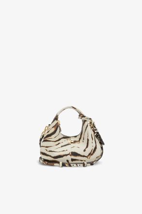 Ganni Sac Mini Hobo &agrave; imprim&eacute; z&egrave;bre Blanc - Pour Femme