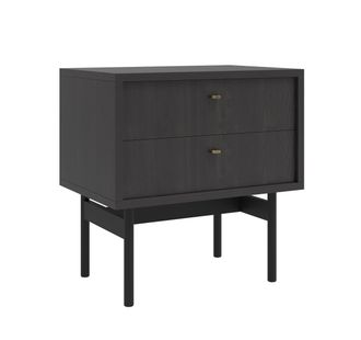 Selsey Nachttisch Beistellschrank Beistelltisch Nachtschrank 55 cm Mit 2 Schubladen Portland Esche Stahlrahmen Olar