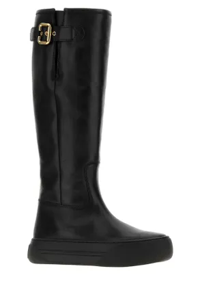 Chlo&eacute; Womens Black Leather Delia Boots Stivali