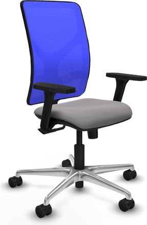 Piqueras y Crespo Stuhl geeignet f&uuml;r die Arbeit mit 3D-Armen, h&ouml;henverstellbare Lendenwirbelst&uuml;tze, ausgestattet mit 3-fach Winkel und Schneideschaum, Blau/Grau