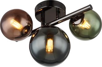Globo Lighting Deckenleuchte Deckenlampe Wohnzimmerleuchte, Metall grau matt Glas Kugel bronze petro gr&uuml;n, 3 flammig 3x G9 LED warmwei&szlig; 28,5 x 23,5 x 20,5 cm