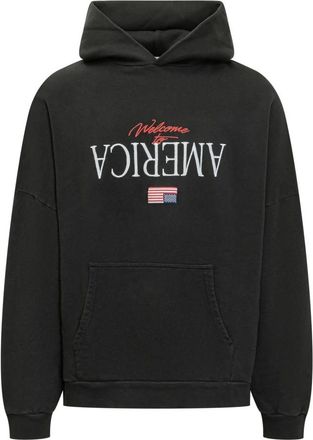Willy Chavarria Homme, Sweatshirts et sweats &agrave; capuche, Noir, Taille: L Welcome America Hoody