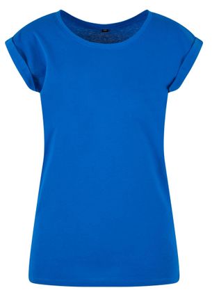 Build Your Brand Damen T-Shirt Ladies Extended Shoulder Tee, lang geschnittenes T-Shirt f&uuml;r Frauen, Baumwolle, Bright Blue, 4XL