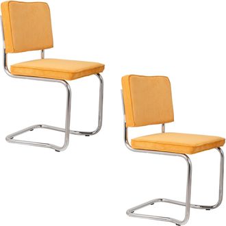 Zuiver Ridge Rib Kink Stuhl Gelb - 2er Set