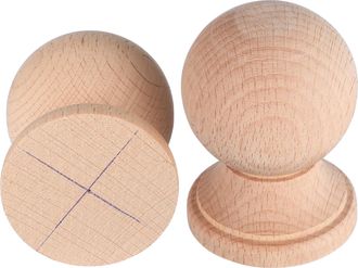 BESPORTBLE 2 St&uuml;ck Holz finials aus Massivem Hartholz Nat&uuml;rliche Maserung Klassische Kugelform Unlackiert Dekorative M&ouml;bel Treppenpfosten Verzierungen Langlebig 