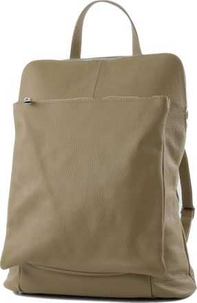 modamoda.de T141 Damen Leder Rucksack Damentasche Schultertasche handmade in Italy, Farbe:Taupe