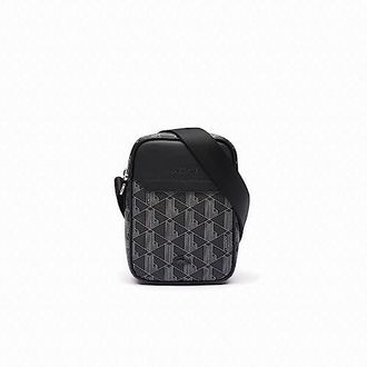 Lacoste Nh4410lx Sac &agrave; main pour homme, monogramme noir gris, taille unique UE, Monogramme Noir Gris, Taille unique