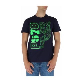 Plein Sport Schwarzes Print Kurzarm T-shirt - - Sport - Herren - Blau - S